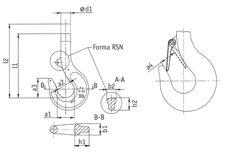 Haki jednorożne DIN 15401 odkuwka